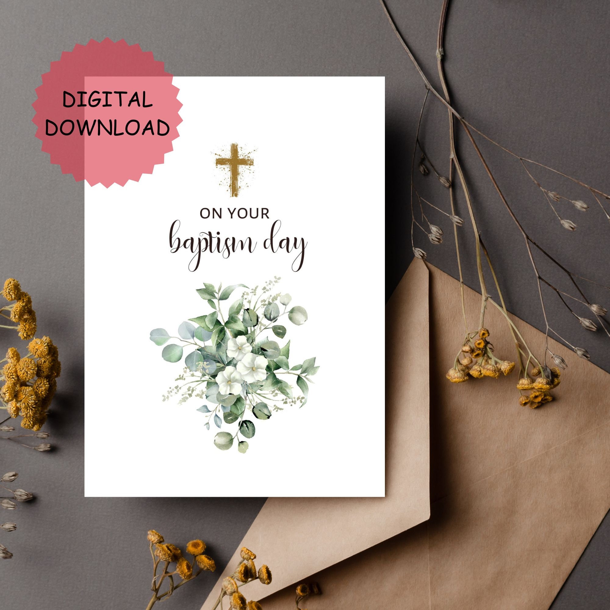 Baptism Printable Card, Instant Download . Christian Baptism Card ...