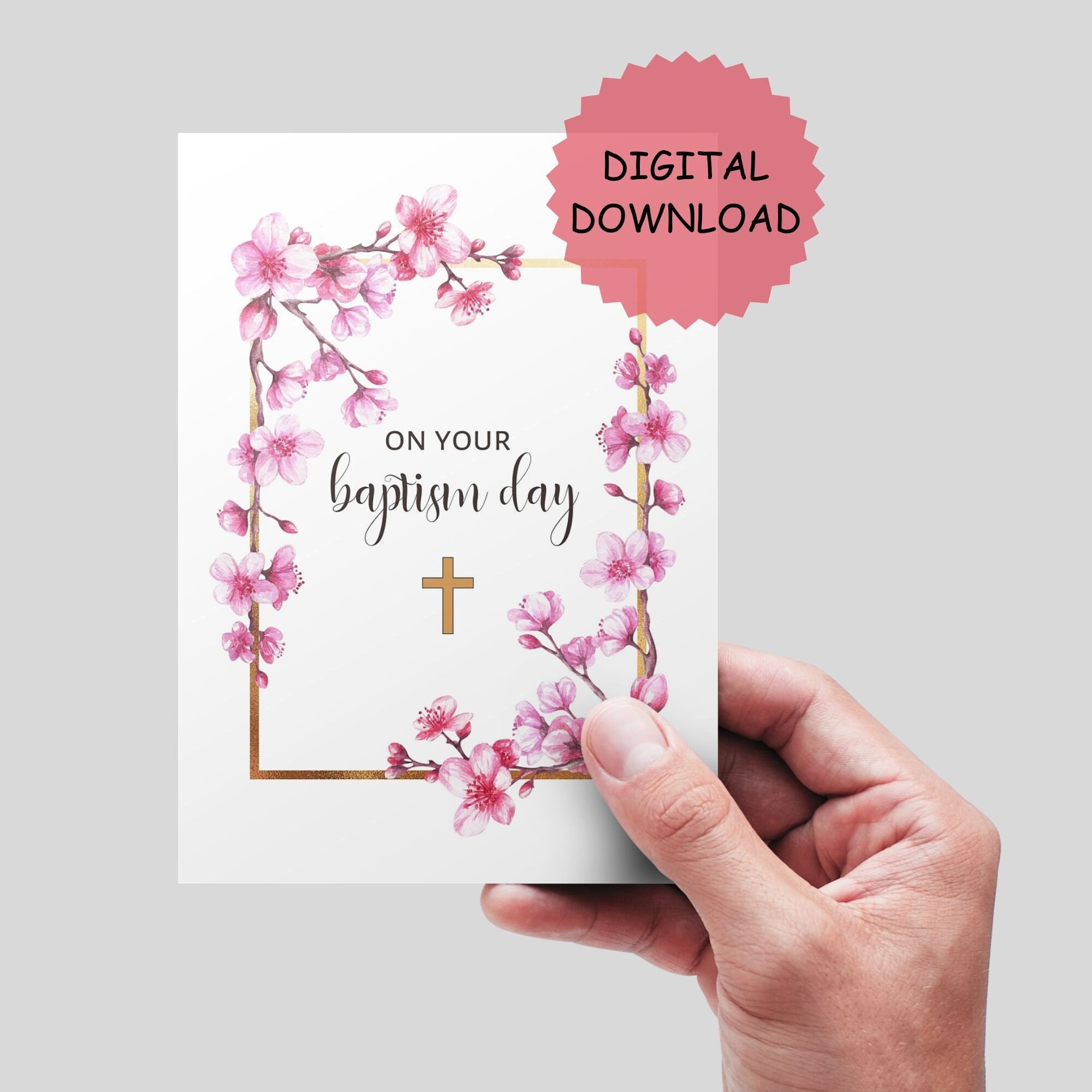 Baptism Pink Printable Card Instant Download . Christian - Etsy