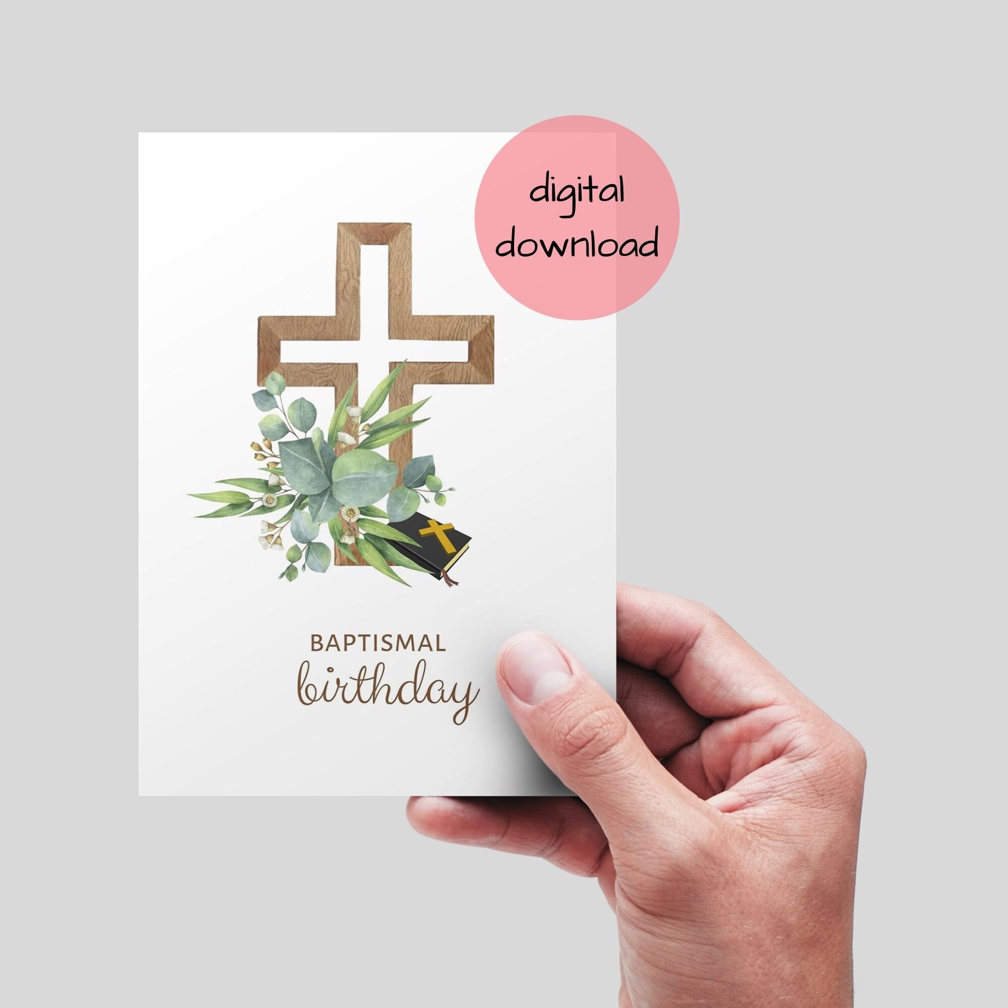 Baptismal Birthday Printable Card, Instant Download . Christian Baptism ...