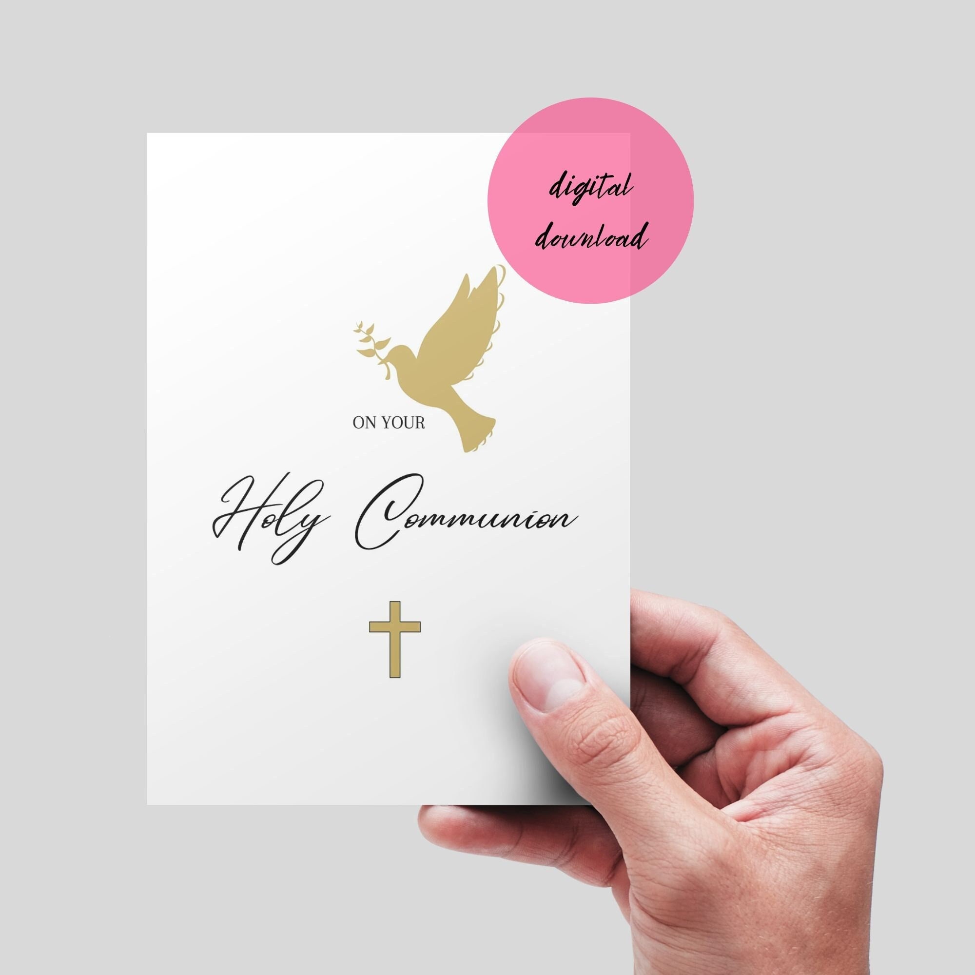 First Holy Communion Card, Printable Catholic Communion Card, on Your ...