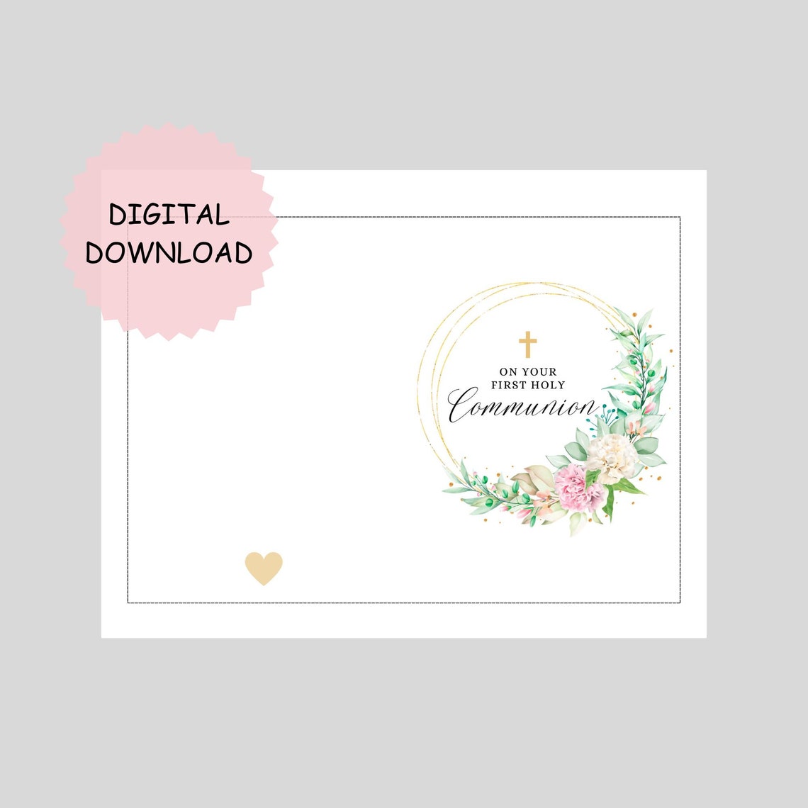 First Holy Communion Card, Printable Catholic Communion Card, on Your ...