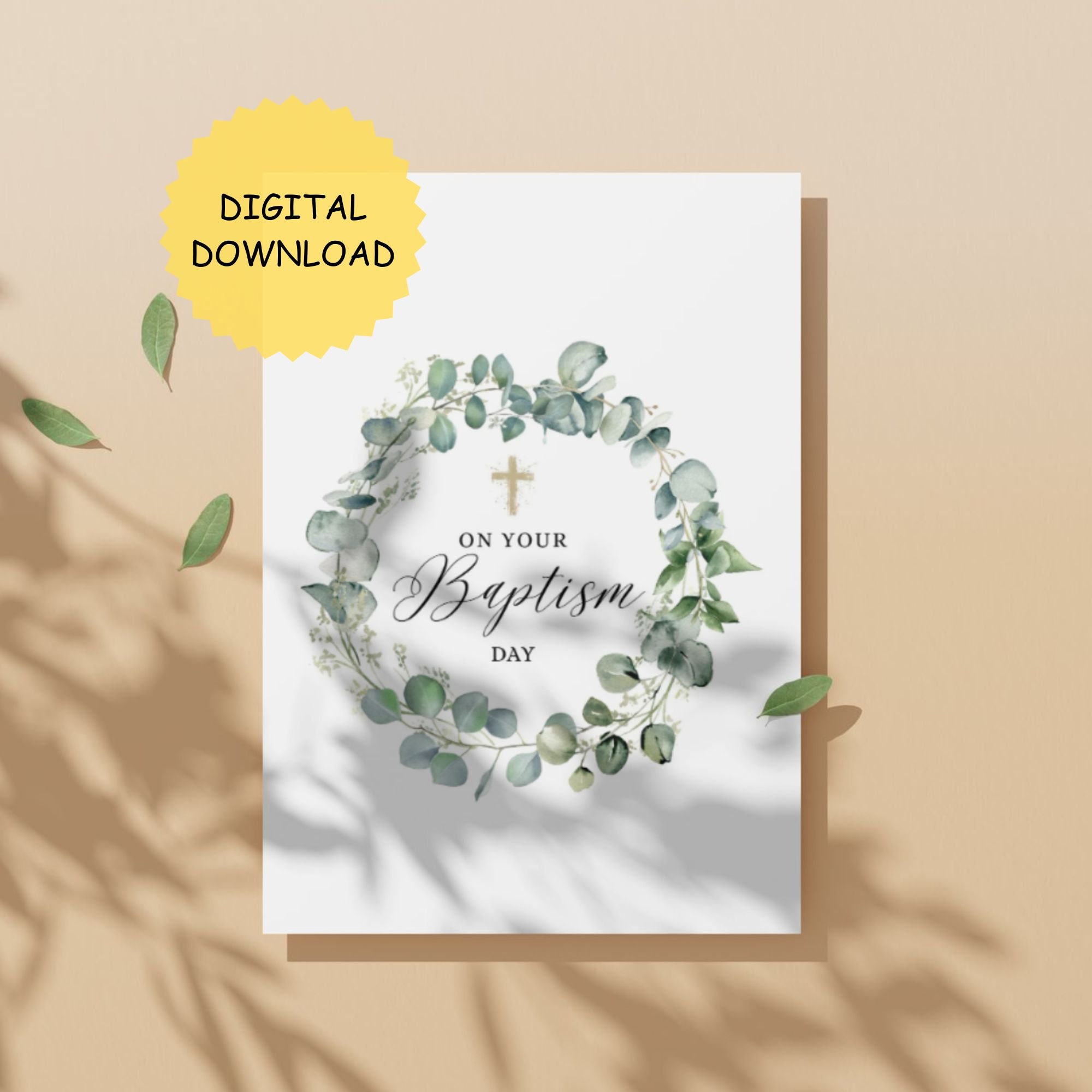 Baptism Printable Card, Instant Download . Christian Baptism Card ...