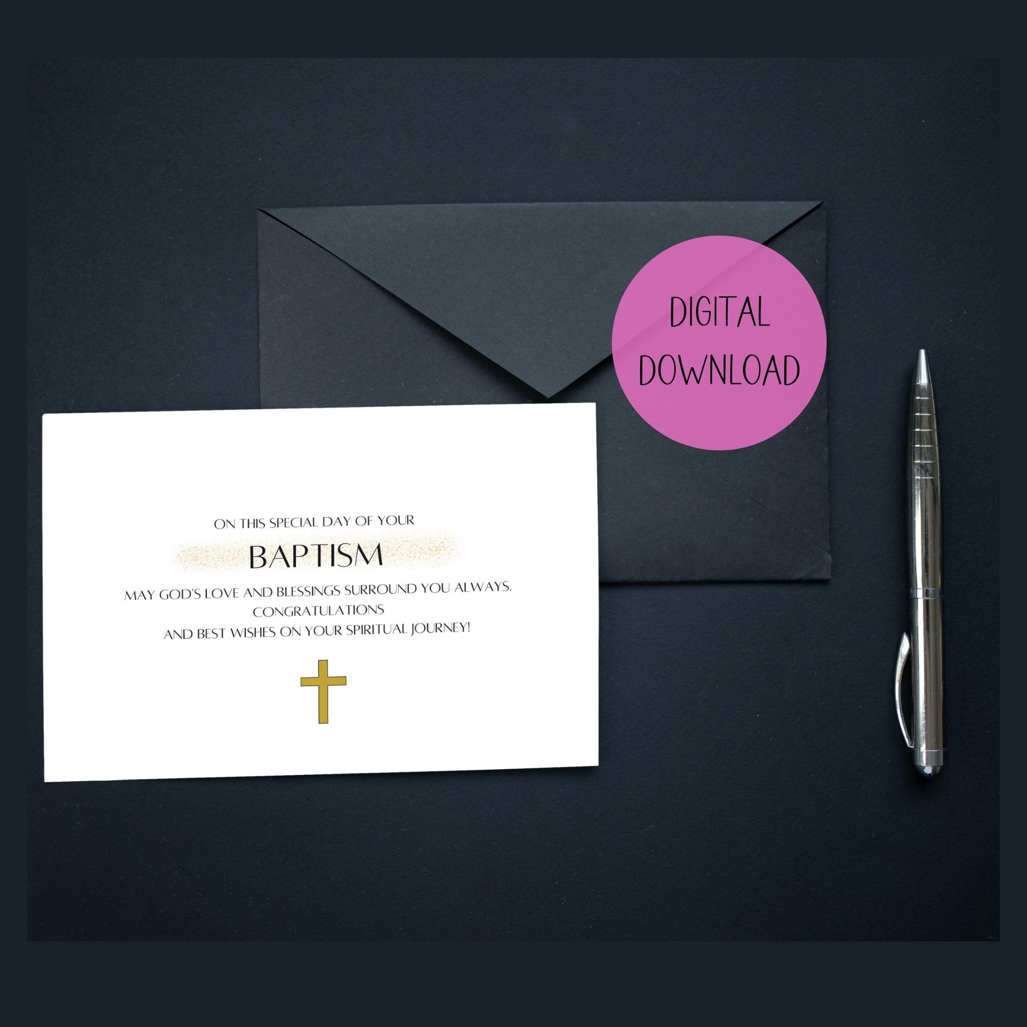 Baptism Printable Card, Instant Download . Christian Baptism Card ...