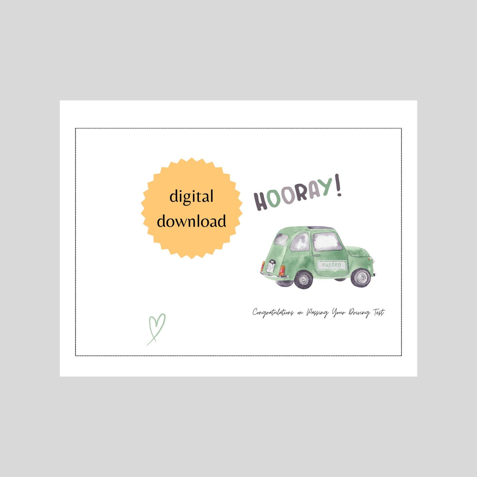 Congratulations on Passing Your Driving Test. Printable Card. DIGITAL ...