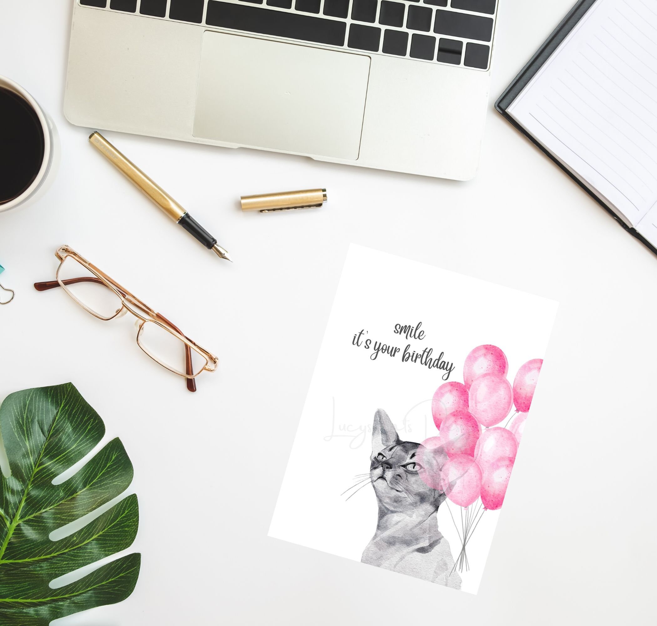 Cat Birthday Printable Card Digital Happy Birthday Card. Grumpy Sphynx ...