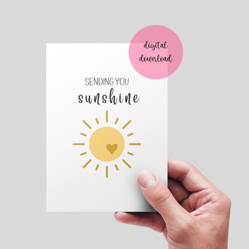 Sending You Sunshine Card Printable Greeting Card Thinking - Etsy