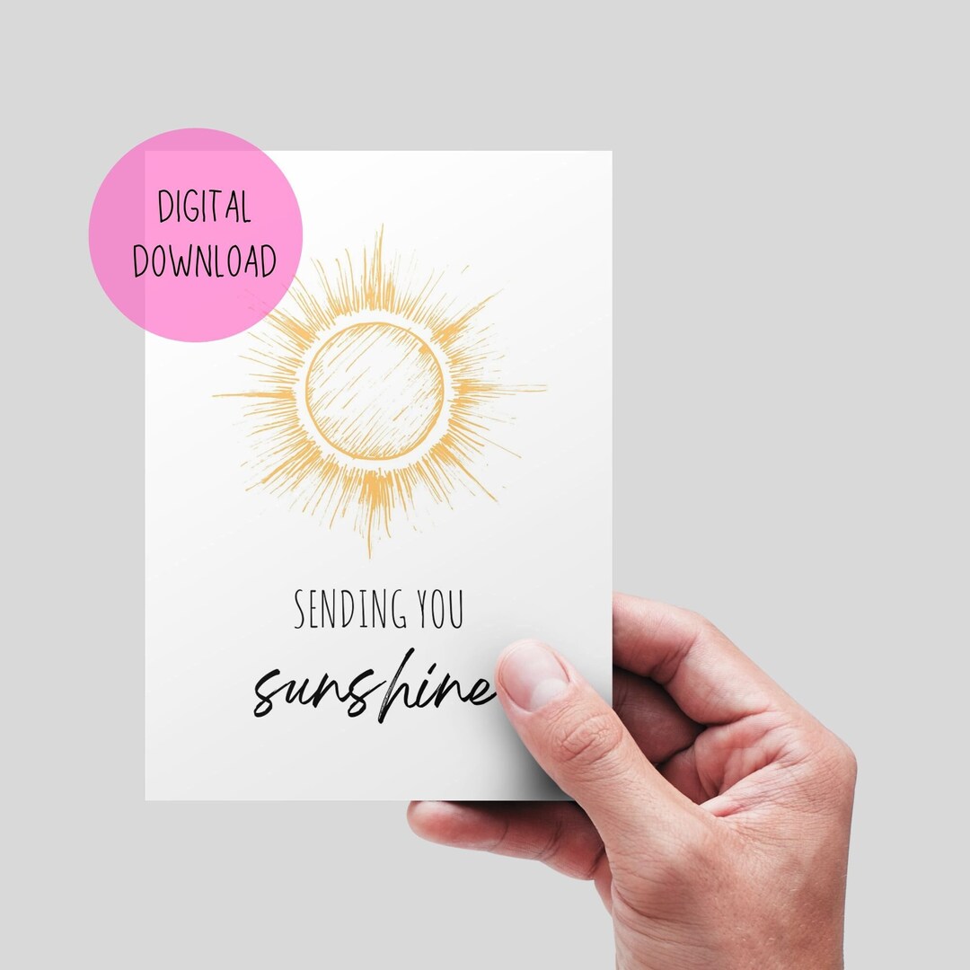 Sending You Sunshine Card, Printable Greeting Card, Thinking of You ...