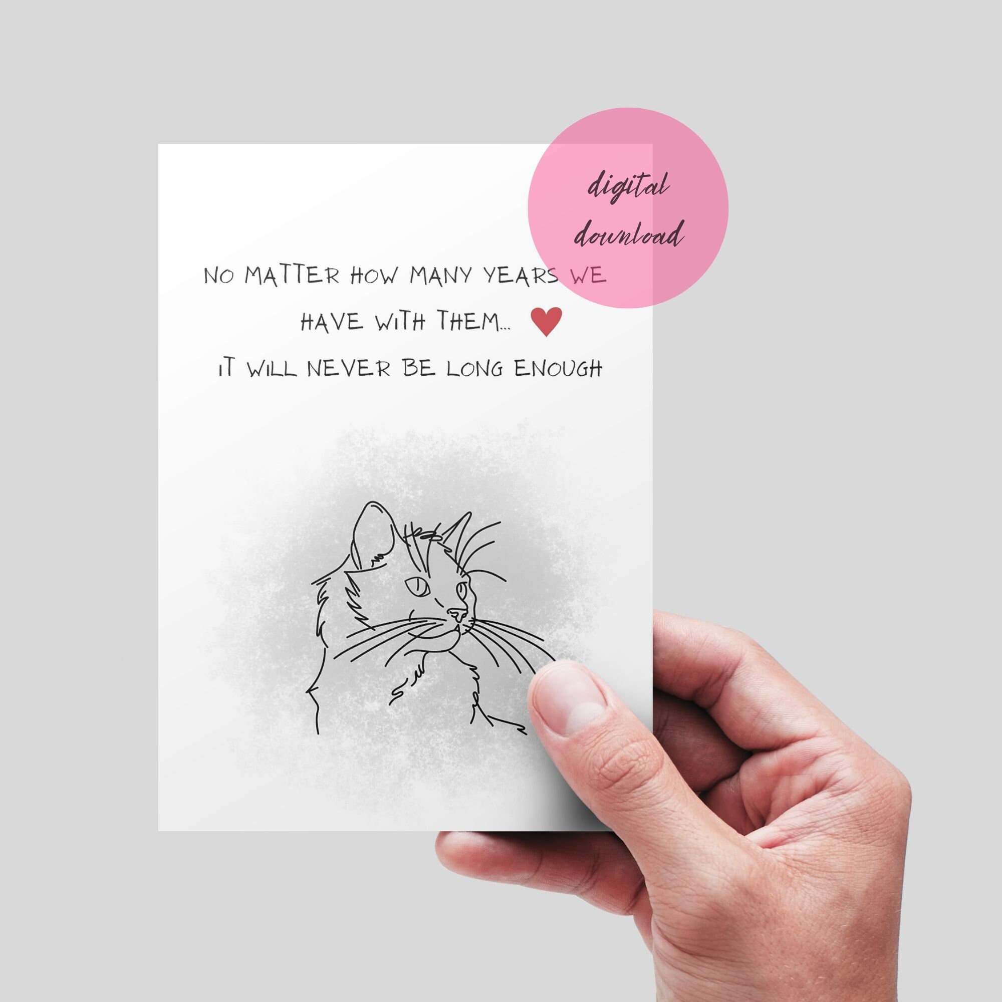 Cat Sympathy Card Printable, DIGITAL Card. Cat Loss Card. Cat Memorial ...