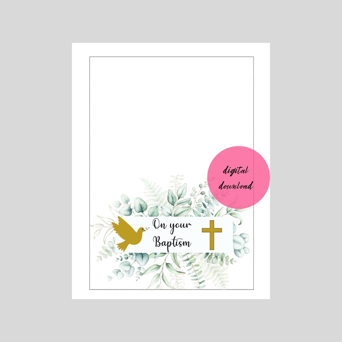 Baptism Printable Card, Instant Download . Christian Baptism Card ...