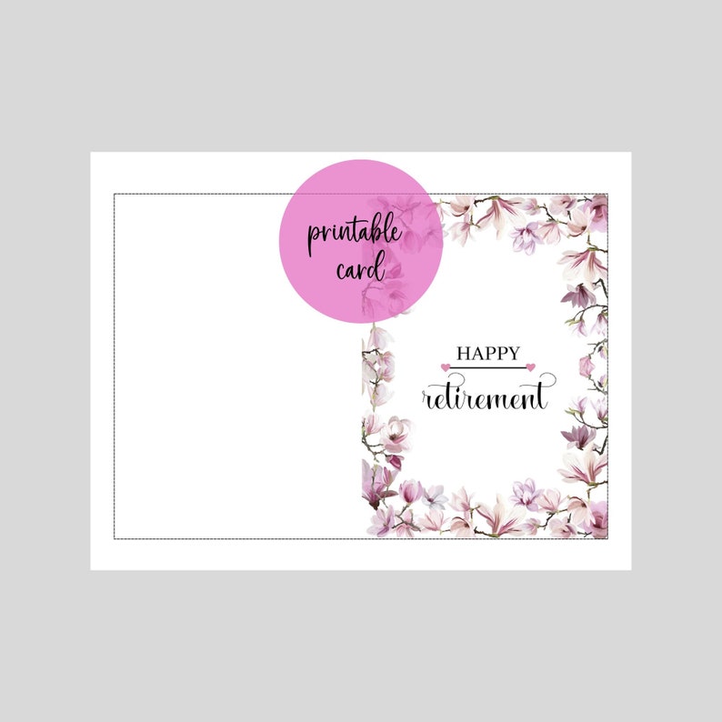 Retirement Printable Card, Retirement Card, Floral Card. DIGITAL ...