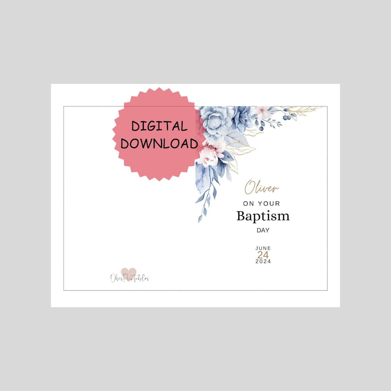 Baptism Card Printable, Editable Name and Date. DIGITAL DOWNLOAD ...