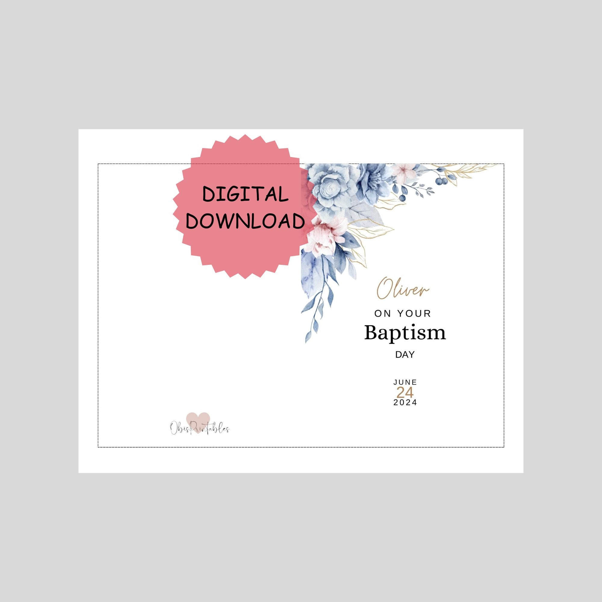 Baptism Card Printable, Editable Name and Date. DIGITAL DOWNLOAD ...