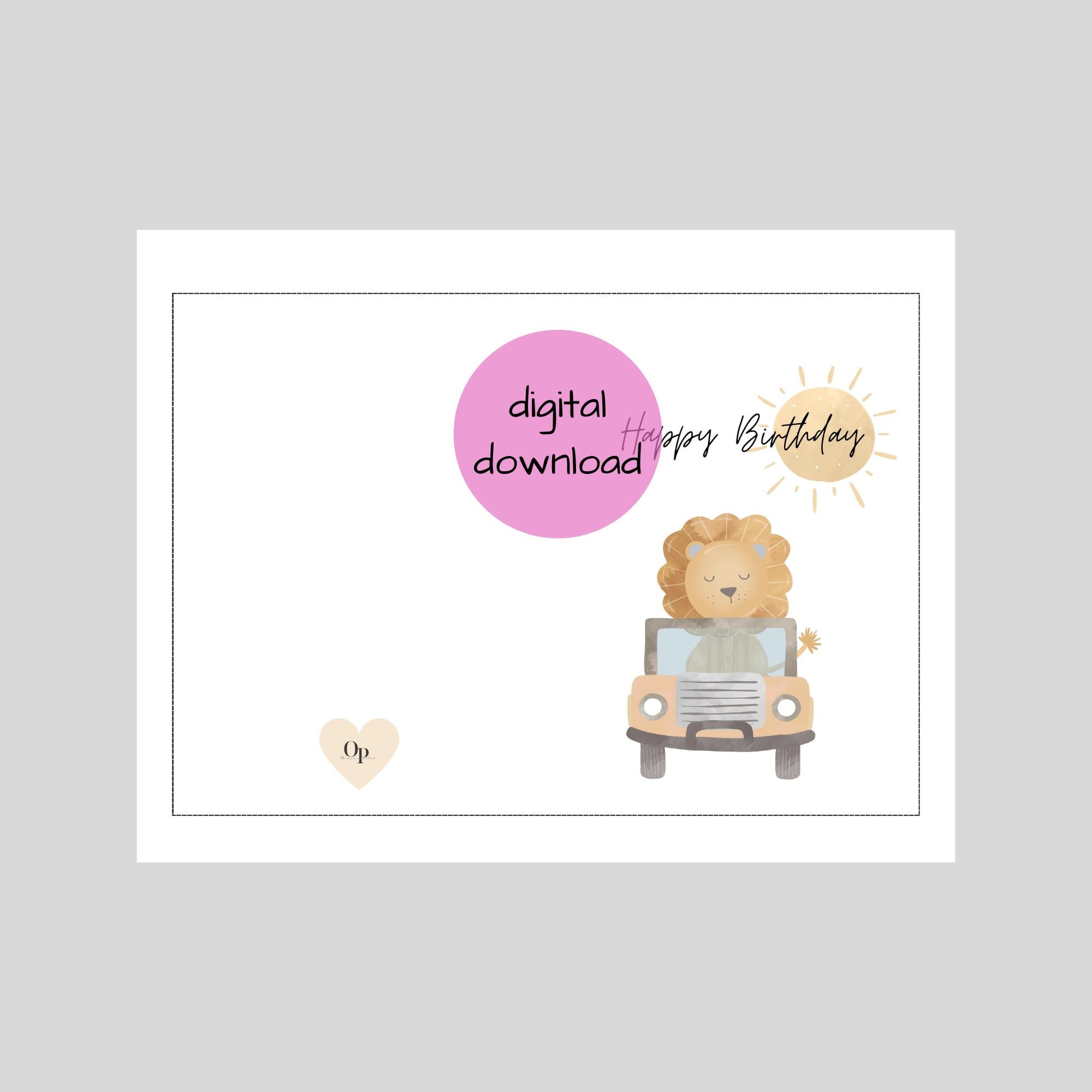 Lion Safari Printable Birthday Card - Digital Happy Birthday Card. Lion ...