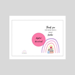 Teacher Appreciation Printable Card Teacher Appreciation Digital Card ...