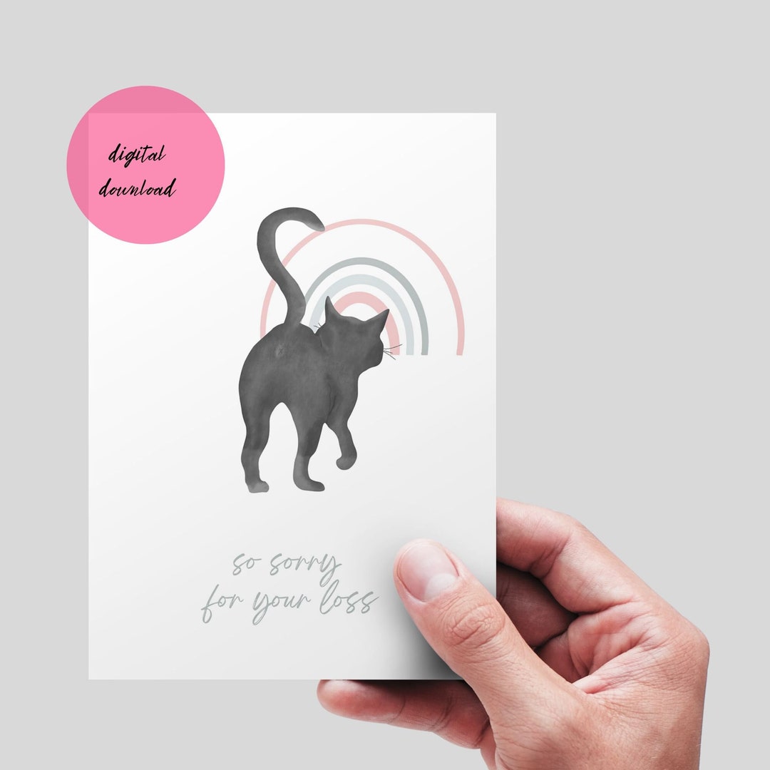 Cat Sympathy Card Printable, DIGITAL Card. Cat Loss Card. Cat Memorial ...