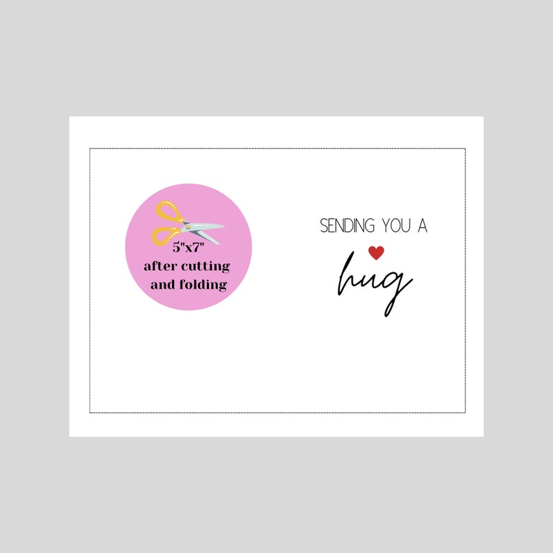 Sending You A Hug Printable Card. DIGITAL DOWNLOAD. Friendship Card ...