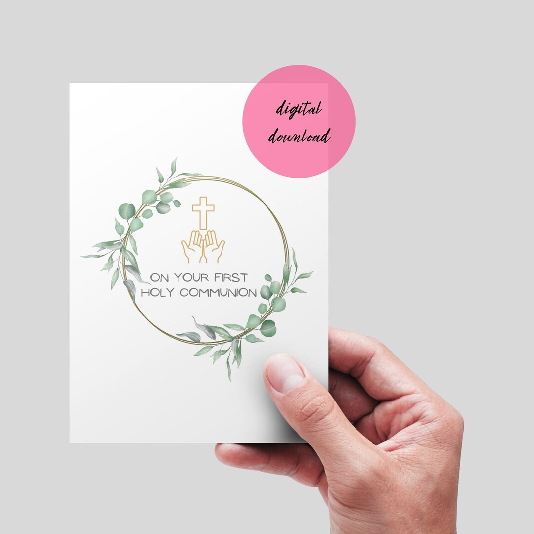 First Holy Communion Card, Printable Catholic Communion Card, on Your ...