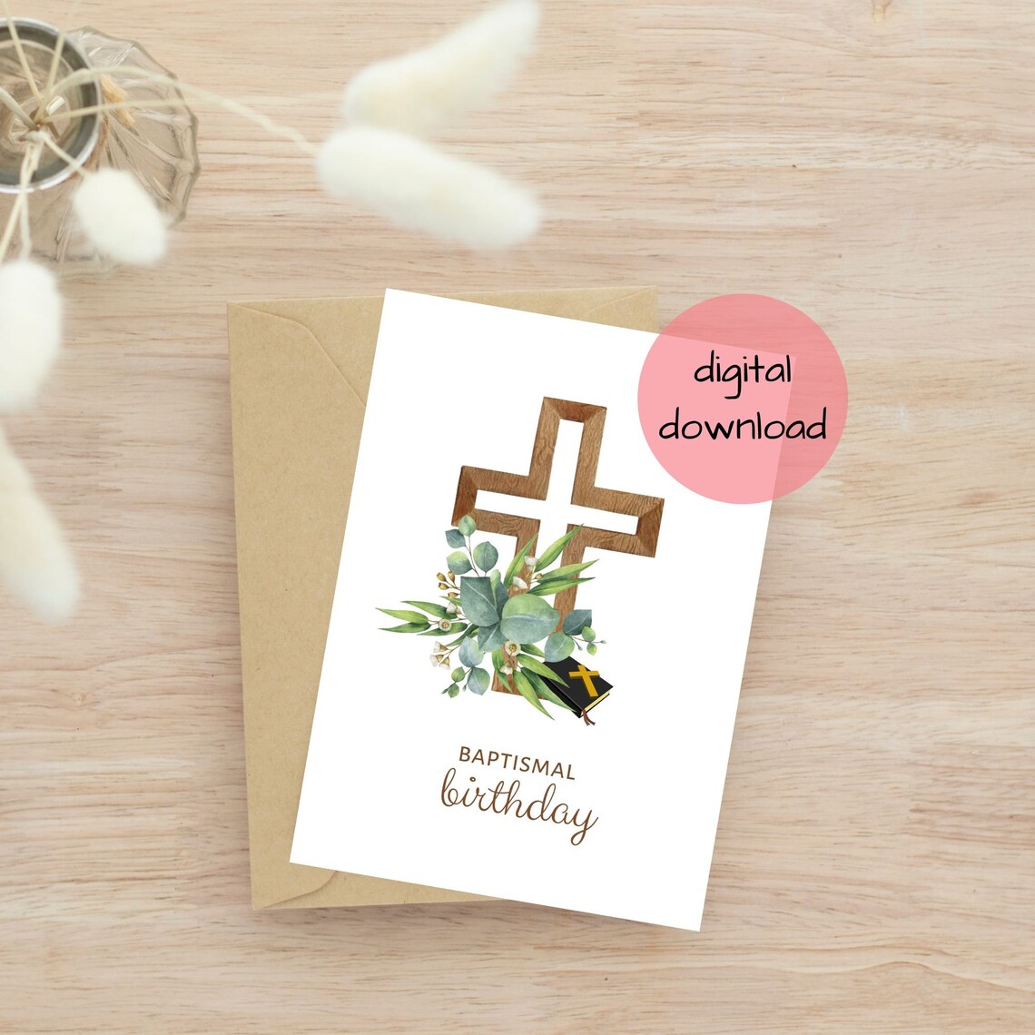 Baptismal Birthday Printable Card, Instant Download . Christian Baptism ...