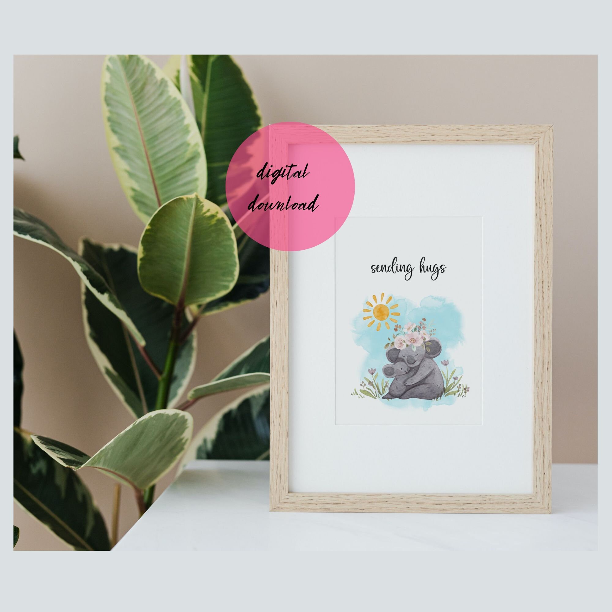 Sending Hugs Printable Card, Koala Mum and Baby, DIGITAL Mother's Day ...