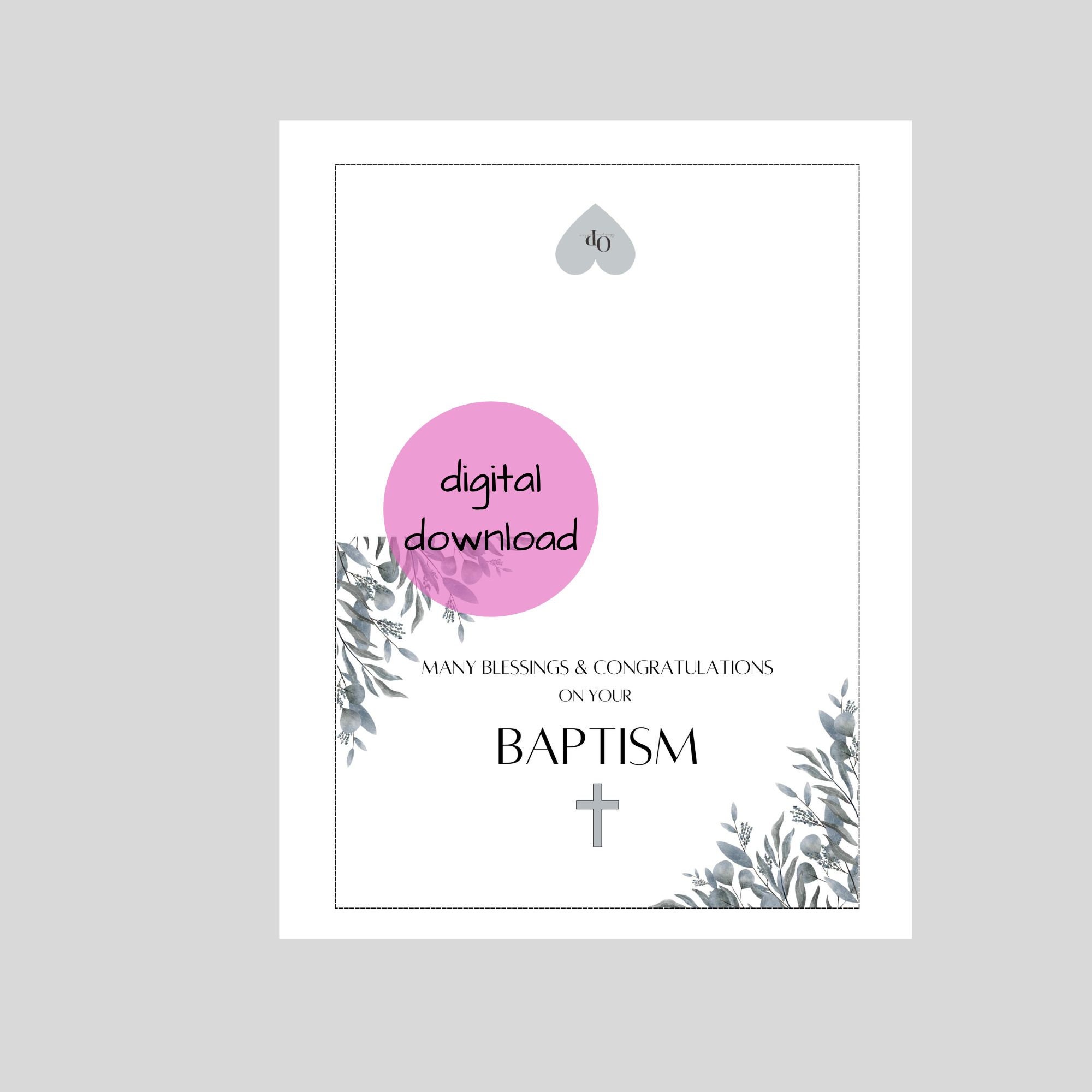 Baptism Printable Card, Instant Download . Christian Baptism Card ...