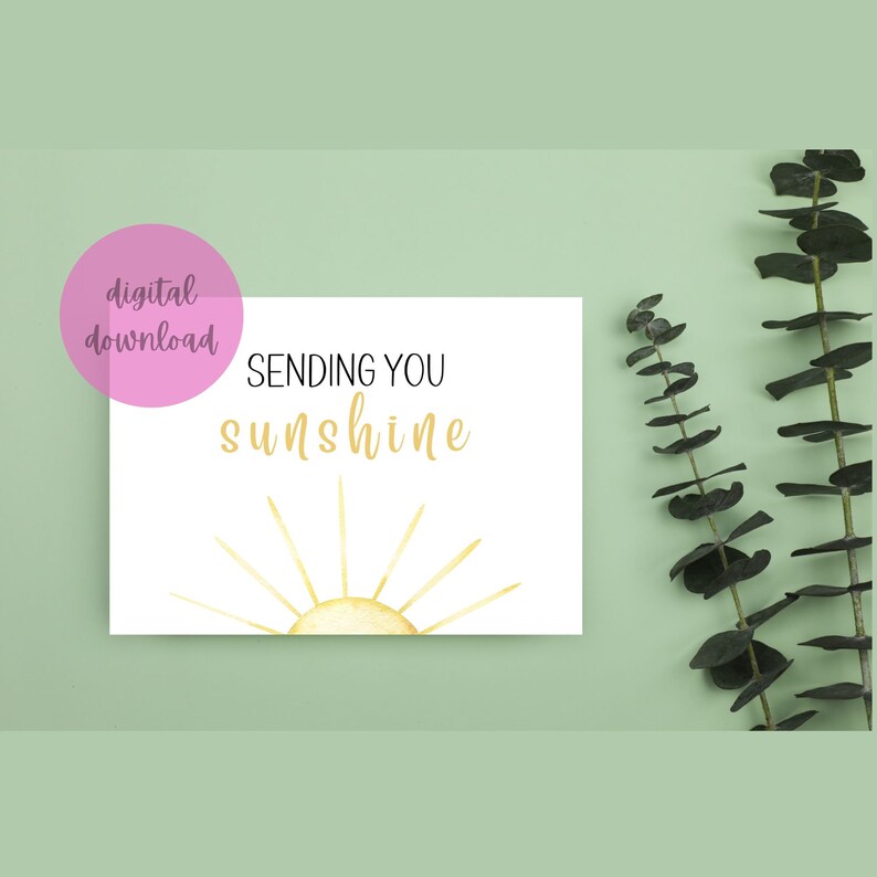 Sending You Sunshine Card, Printable Greeting Card, Thinking of You ...