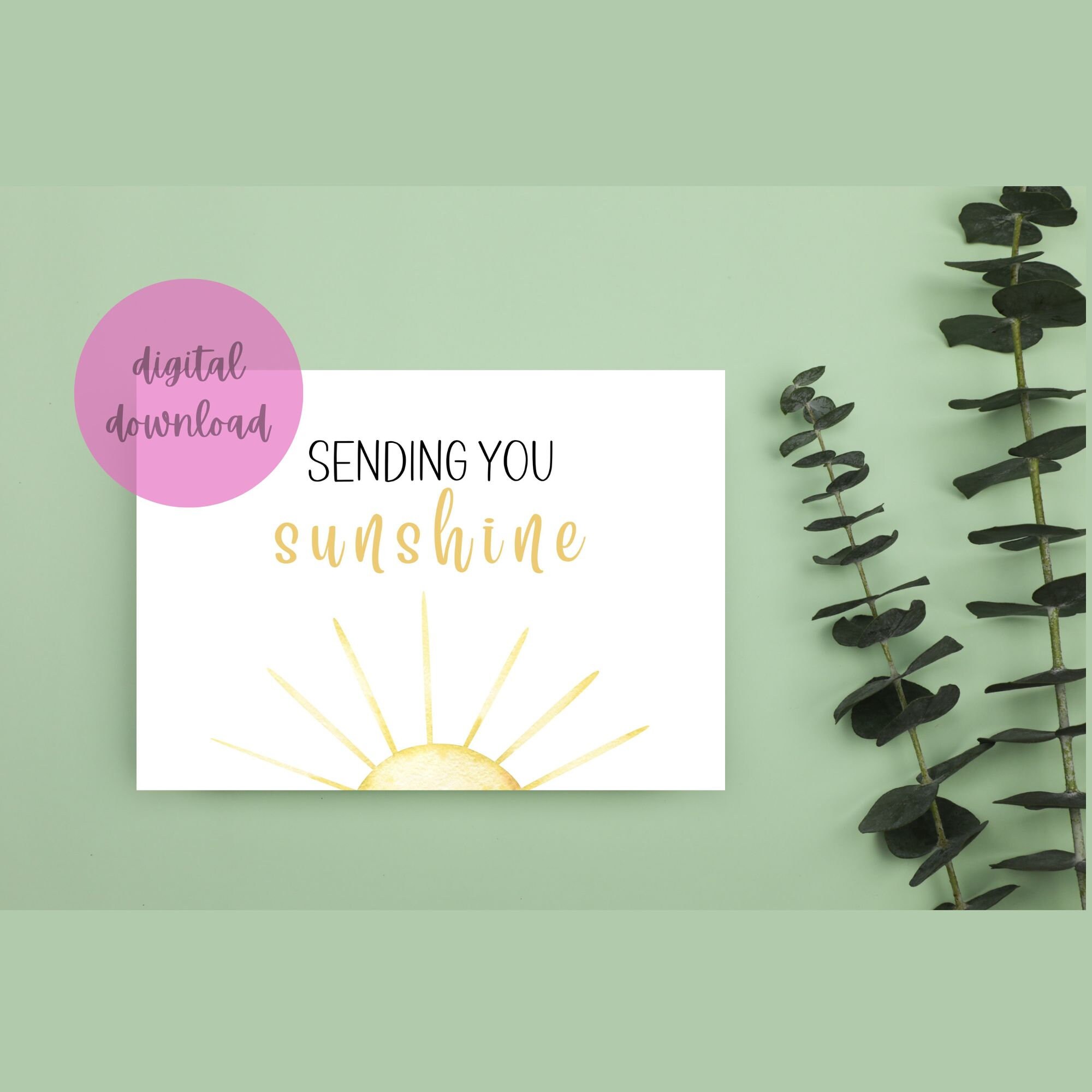 Sending You Sunshine Card, Printable Greeting Card, Thinking of You ...