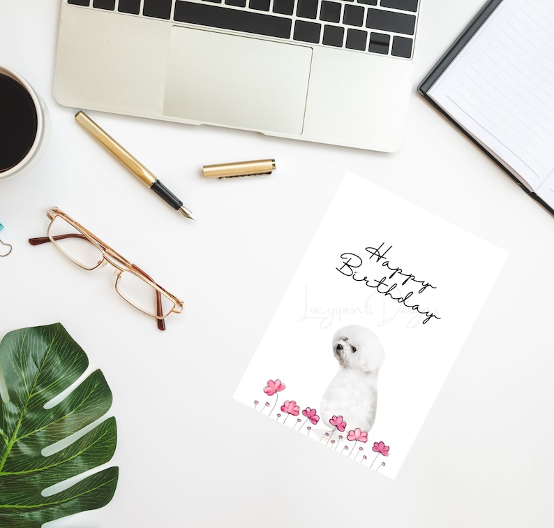 Bichon Frise Card. Dog Birthday Card. Happy Birthday Card. DIGITAL ...