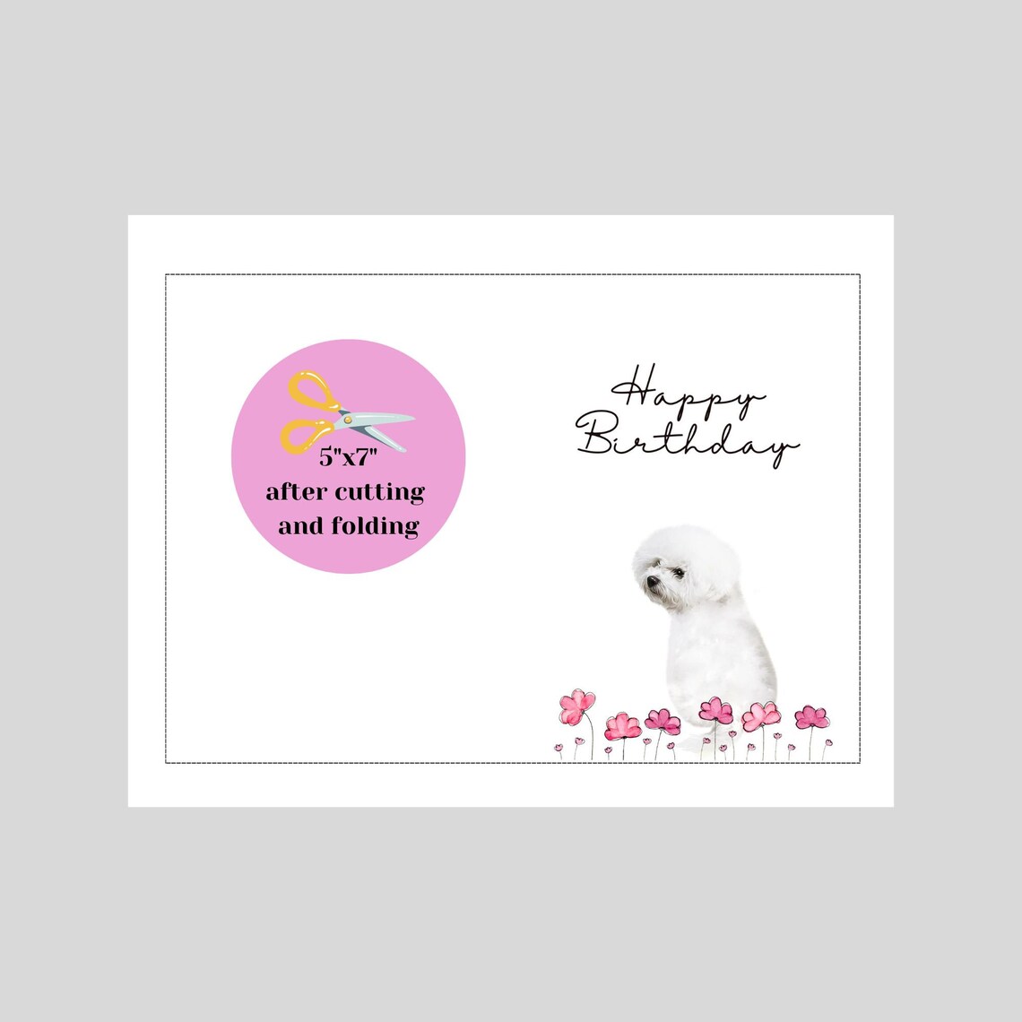 Bichon Frise Card. Dog Birthday Card. Happy Birthday Card. DIGITAL ...