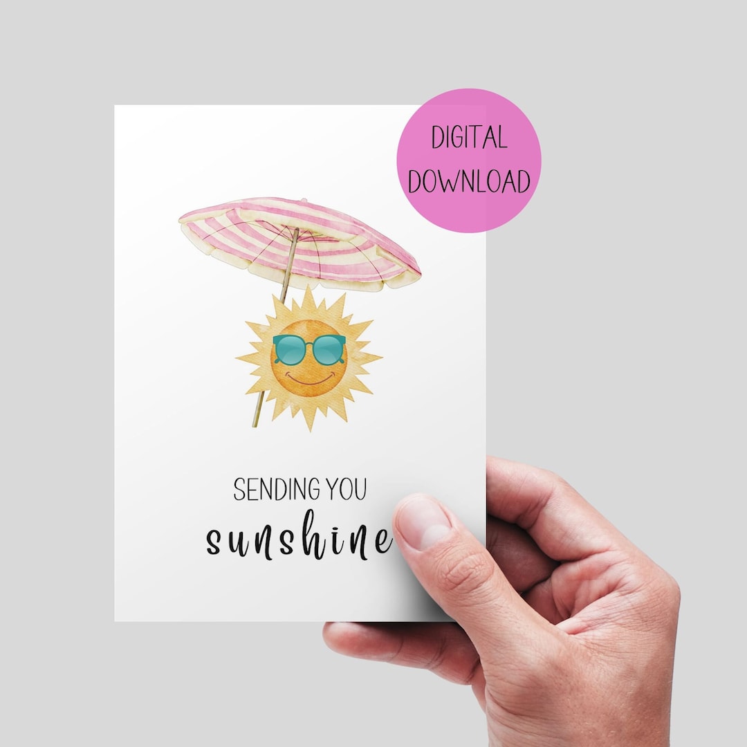 Sending You Sunshine Card, Printable Greeting Card, Thinking of You ...