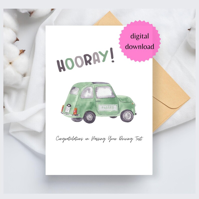 Congratulations on Passing Your Driving Test. Printable Card. DIGITAL ...