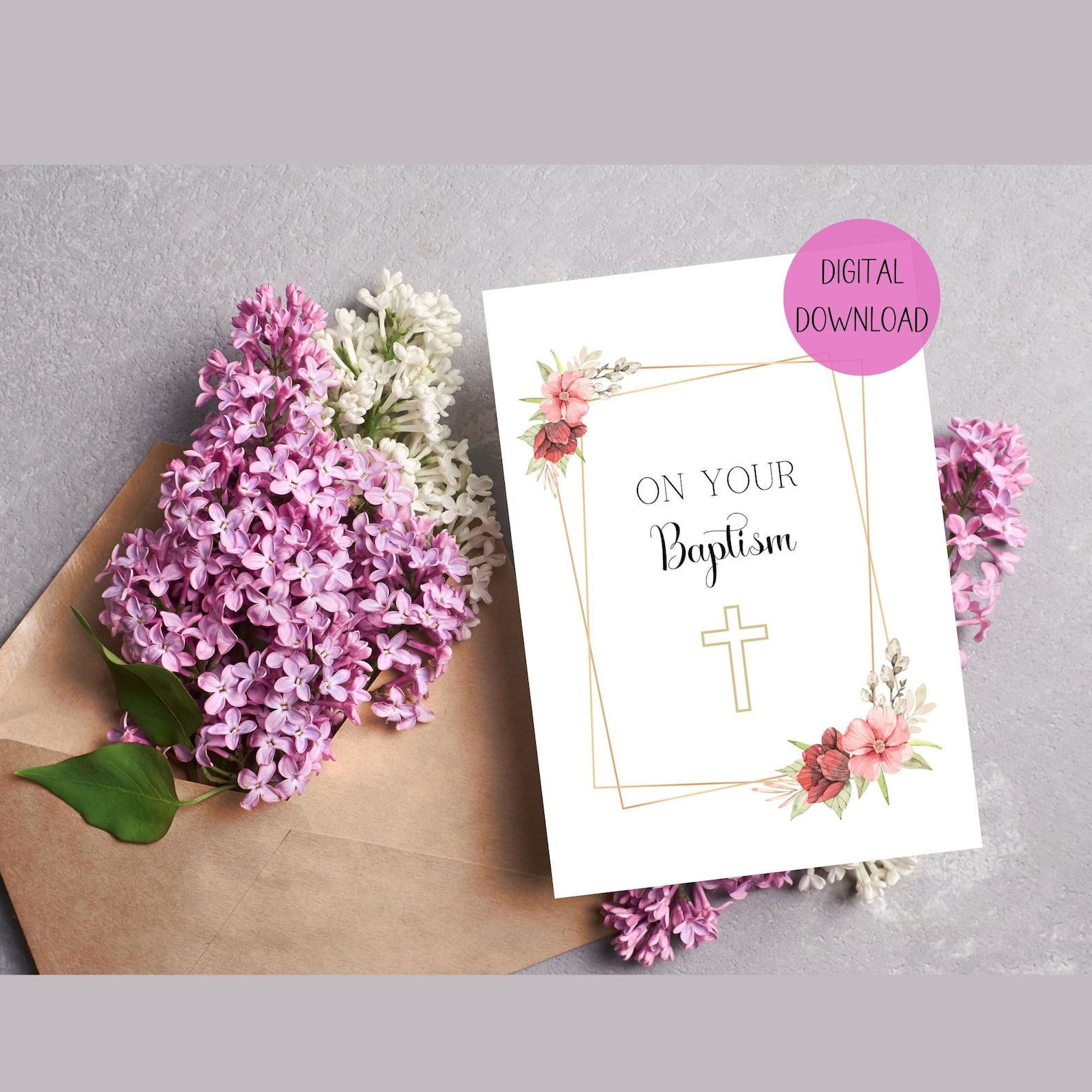 Baptism Printable Card, Instant Download . Christian Baptism Card ...