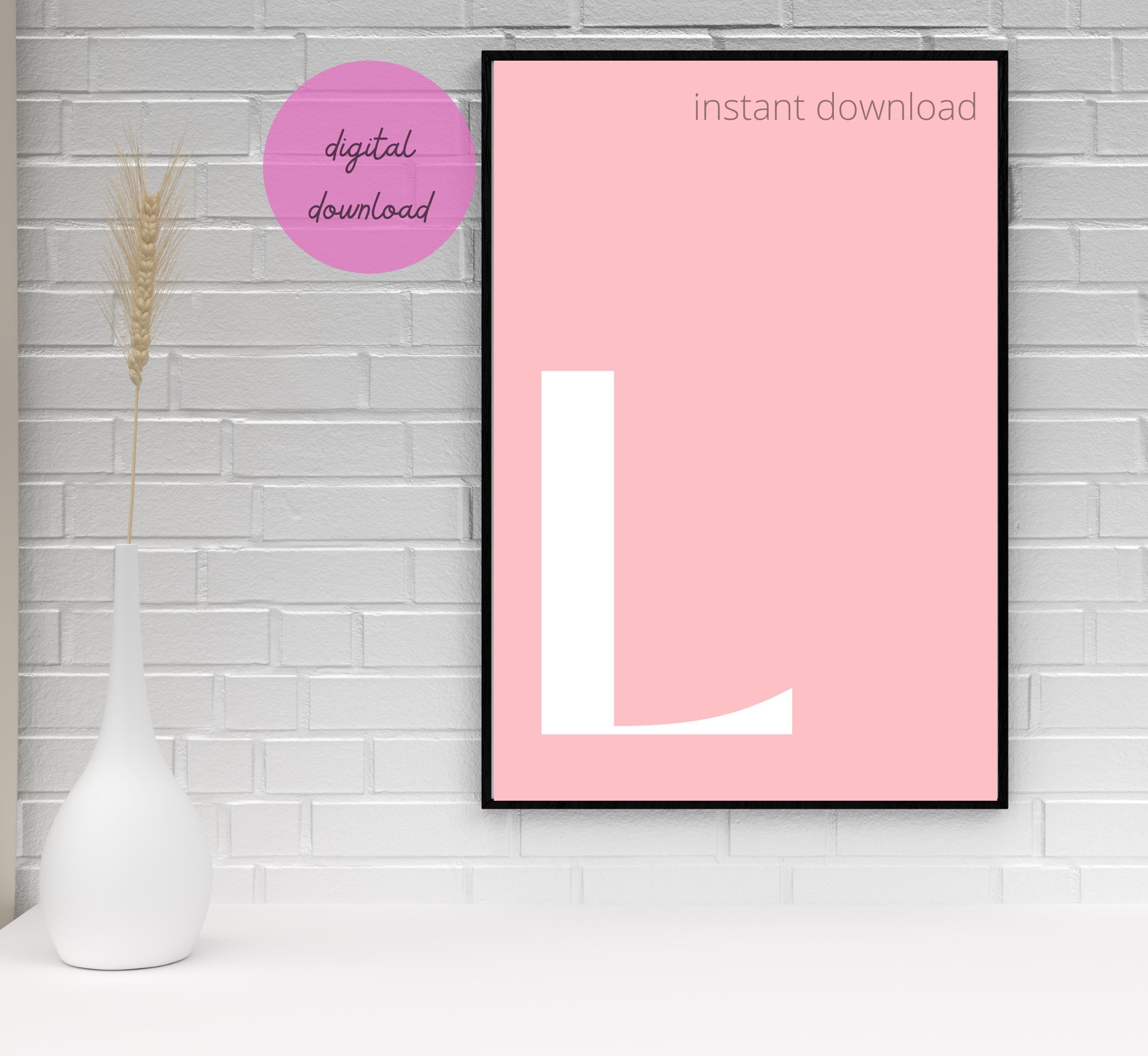 Letter L. Alphabet Letter. Printable Wall Art. DIGITAL DOWNLOAD. Pink ...