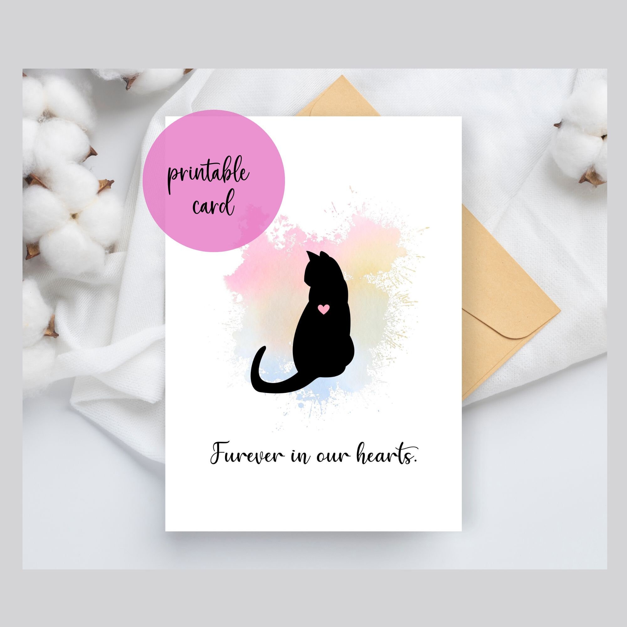 Cat Sympathy Card Printable, DIGITAL Card,. Cat Memorial, Pet Loss ...