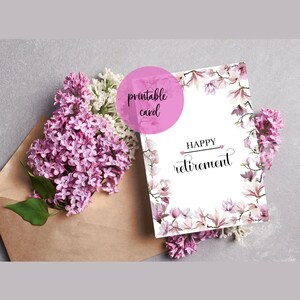 Retirement Printable Card, Retirement Card, Floral Card. DIGITAL ...