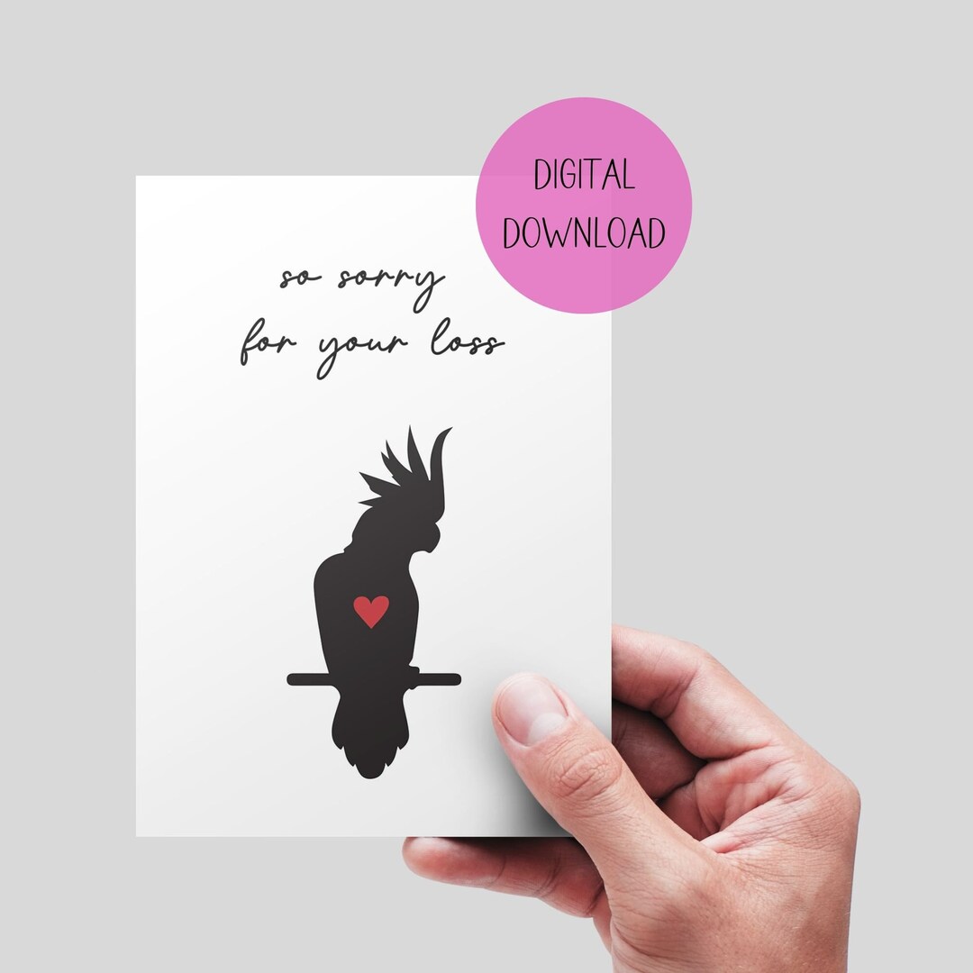 Bird Sympathy Card Printable, Cockatoo Bird. Pet Memorial Card ...
