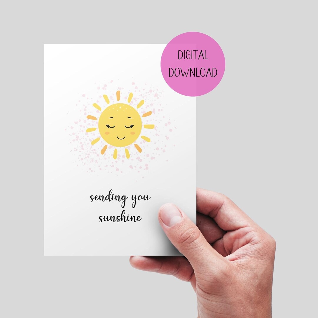 Sending You Sunshine Card, Printable Greeting Card, Thinking of You ...