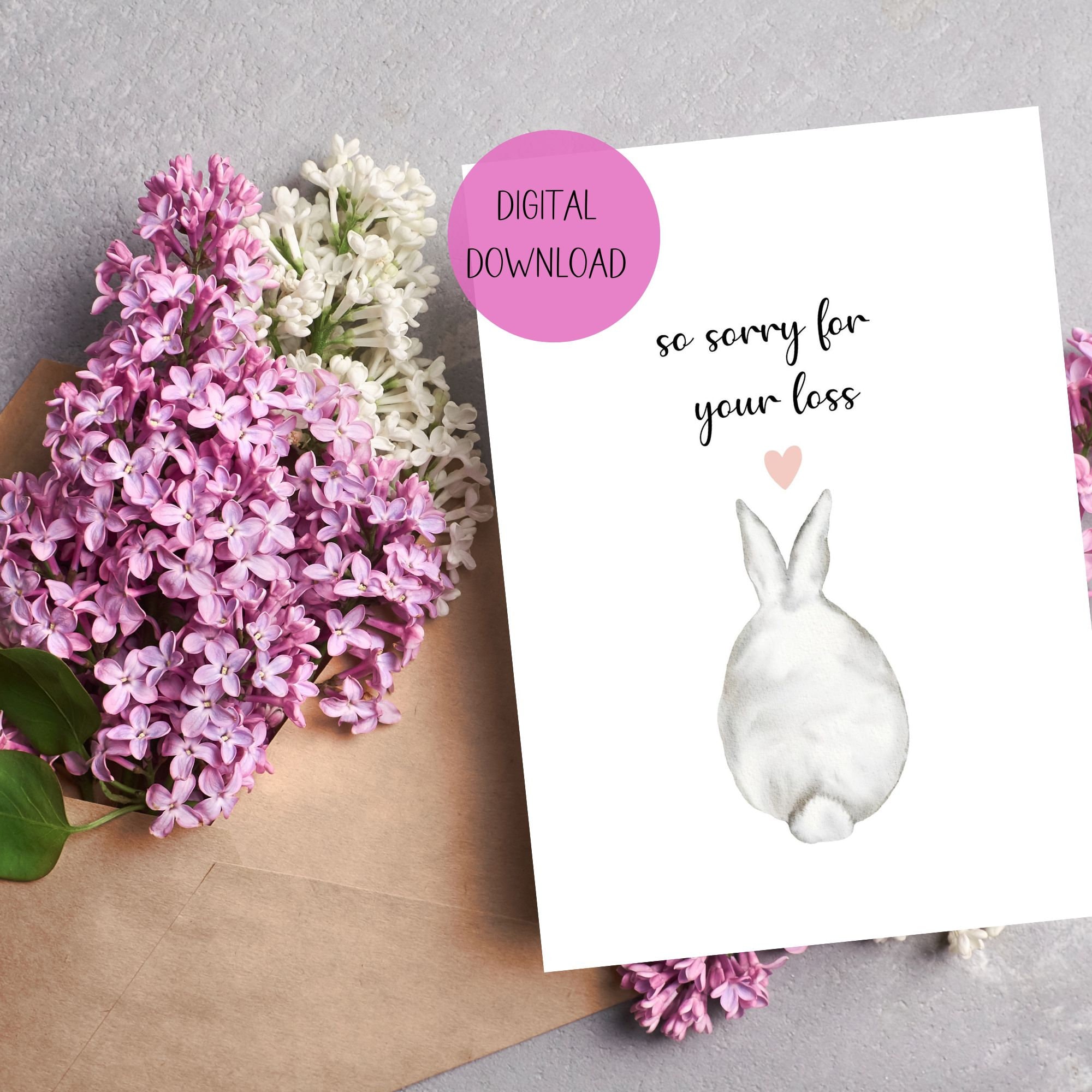Bunny Sympathy Card Printable, Pet Condolence Card, Pet Sympathy, Pet ...