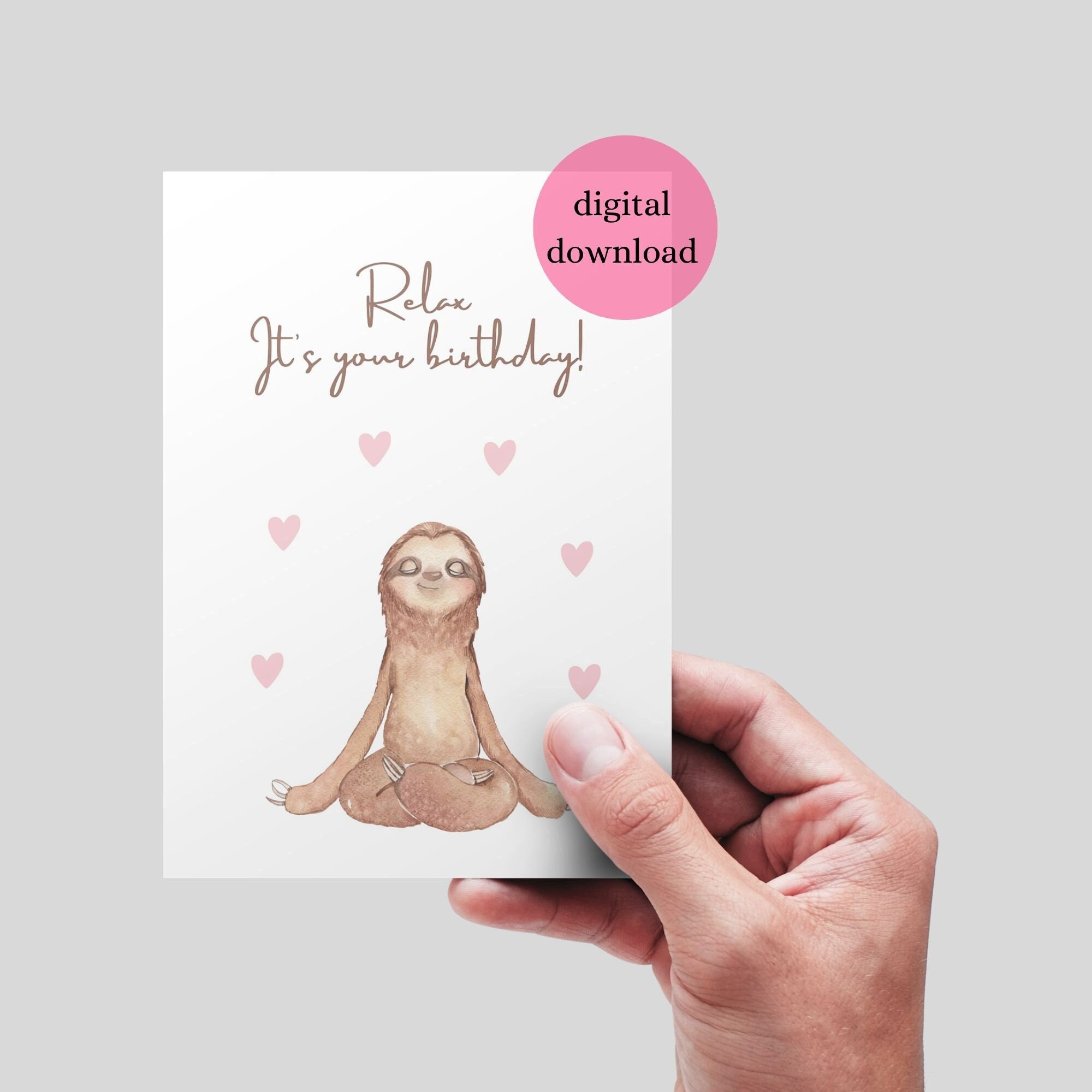 PRINTABLE Sloth Birthday Card Digital Happy Birthday Card. Meditating ...