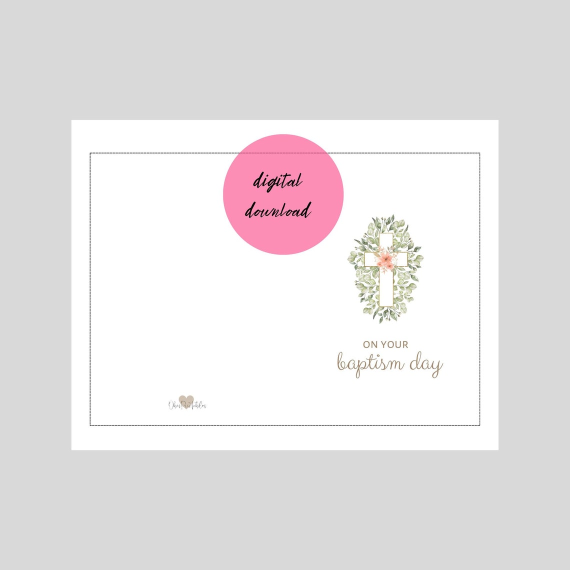 Baptism Printable Card, Instant Download . Christian Baptism Card ...