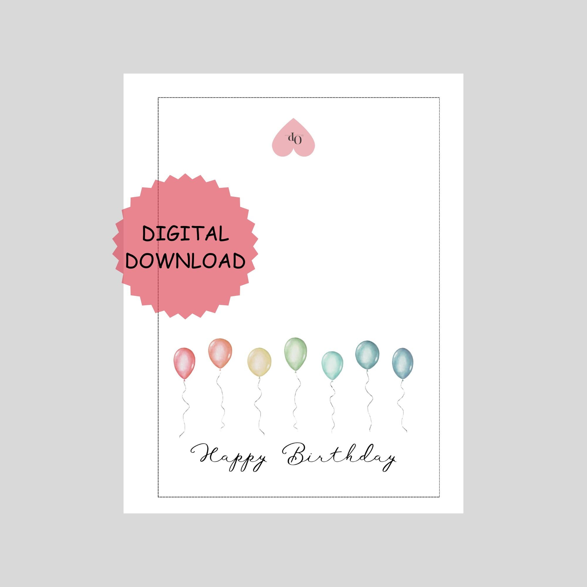 Happy Birthday Printable Card DIGITAL Download Printable Birthday Card ...