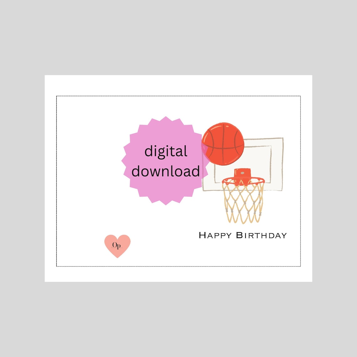 Basketball Happy Birthday Printable Card. Basketball Fan Card. DIGITAL ...