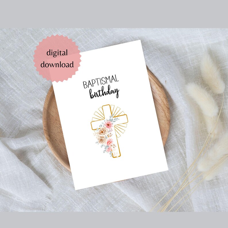 Baptismal Birthday Printable Card, Instant Download . Christian Baptism ...