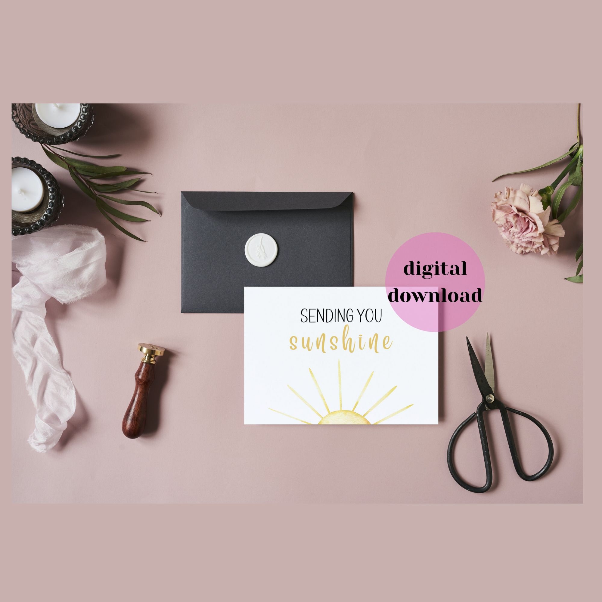 Sending You Sunshine Card, Printable Greeting Card, Thinking of You ...