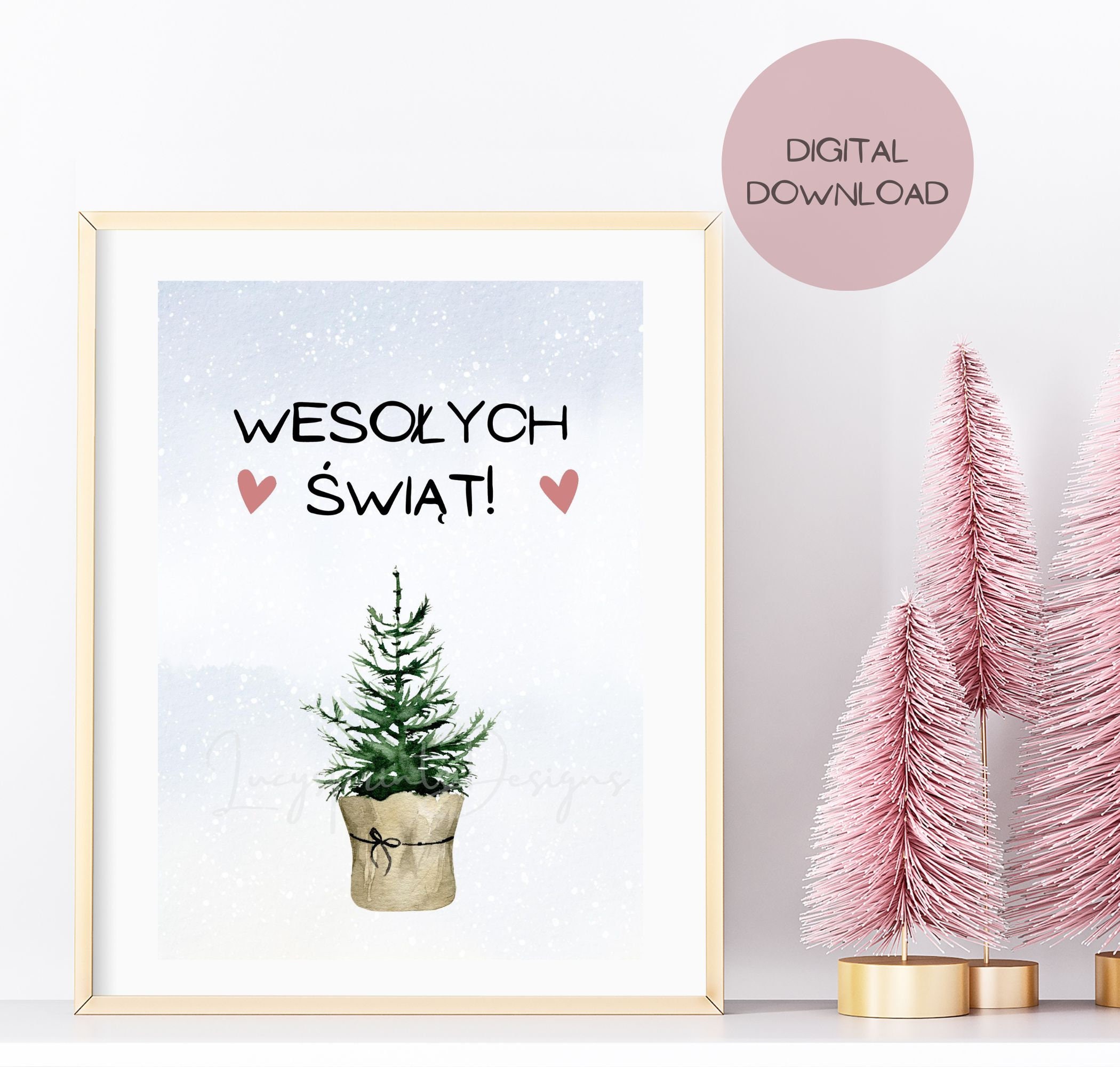 Polish Christmas Card, Printable Card and Wall Art. Wesołych Świąt ...