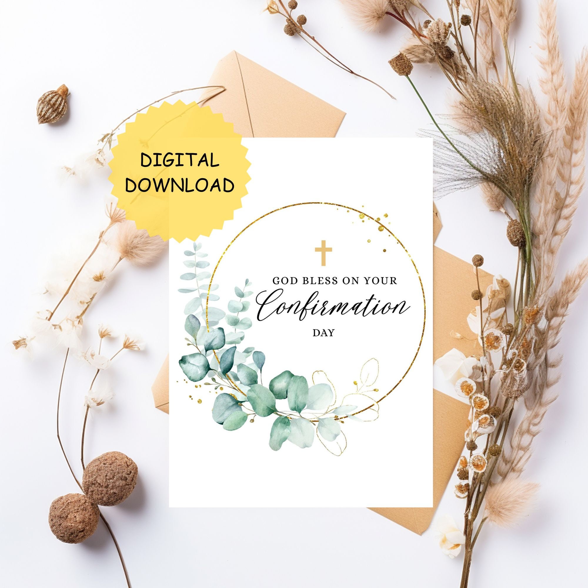 On Your Confirmation Day Card. Printable Card |floral Confirmation Card ...