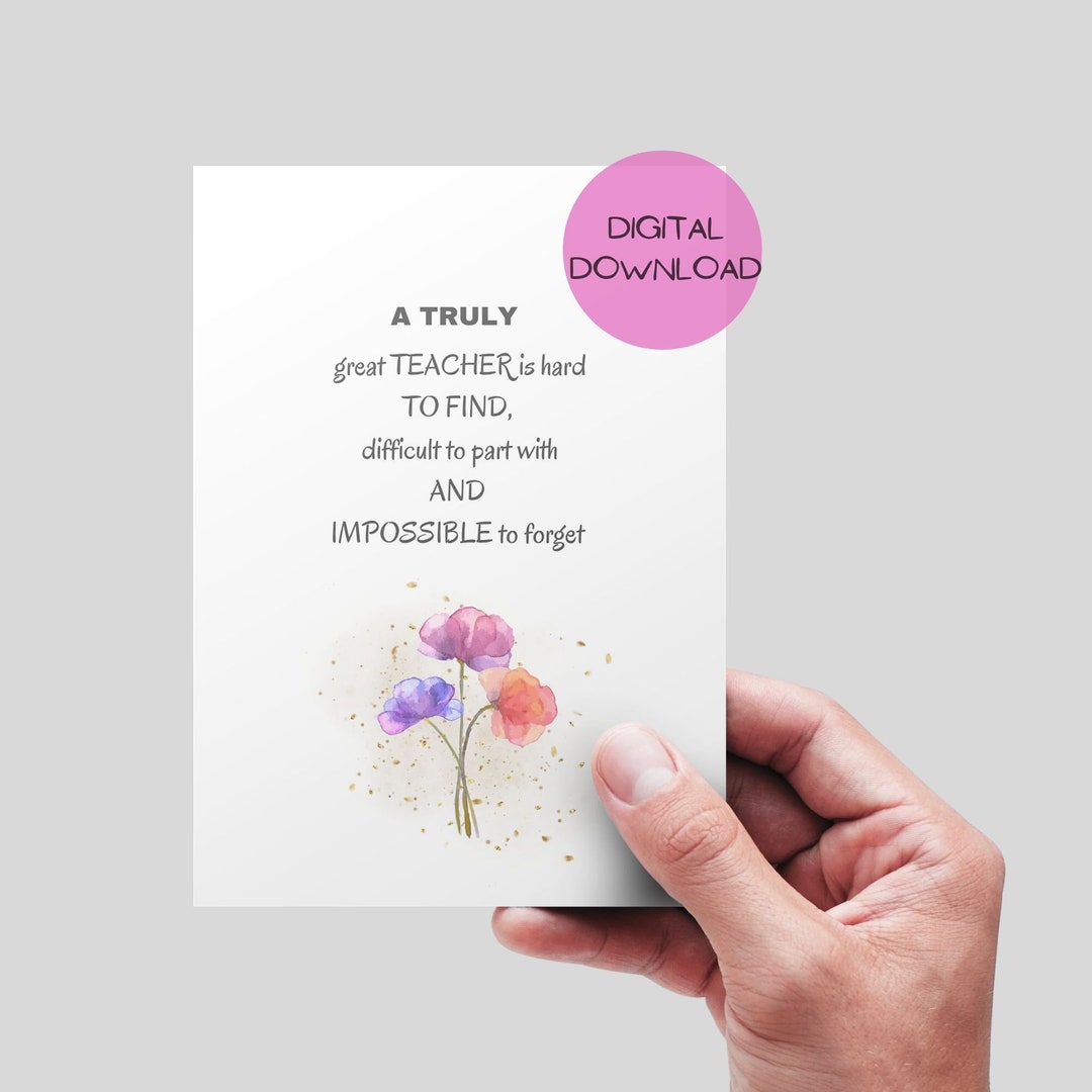 Teacher Appreciation Printable Card | Teacher Appreciation Digital Card ...