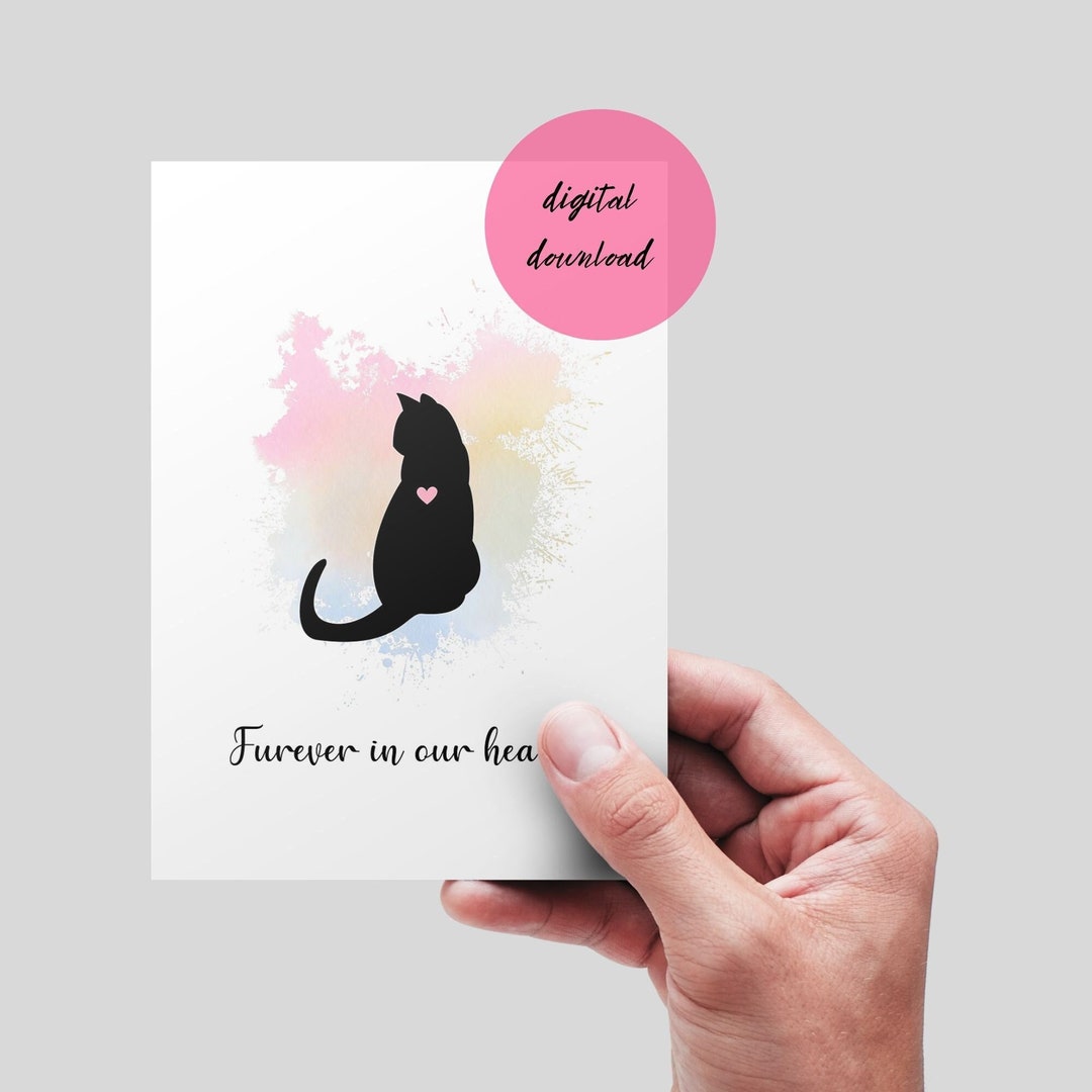 Cat Sympathy Card Printable, DIGITAL Card,. Cat Memorial, Pet Loss ...