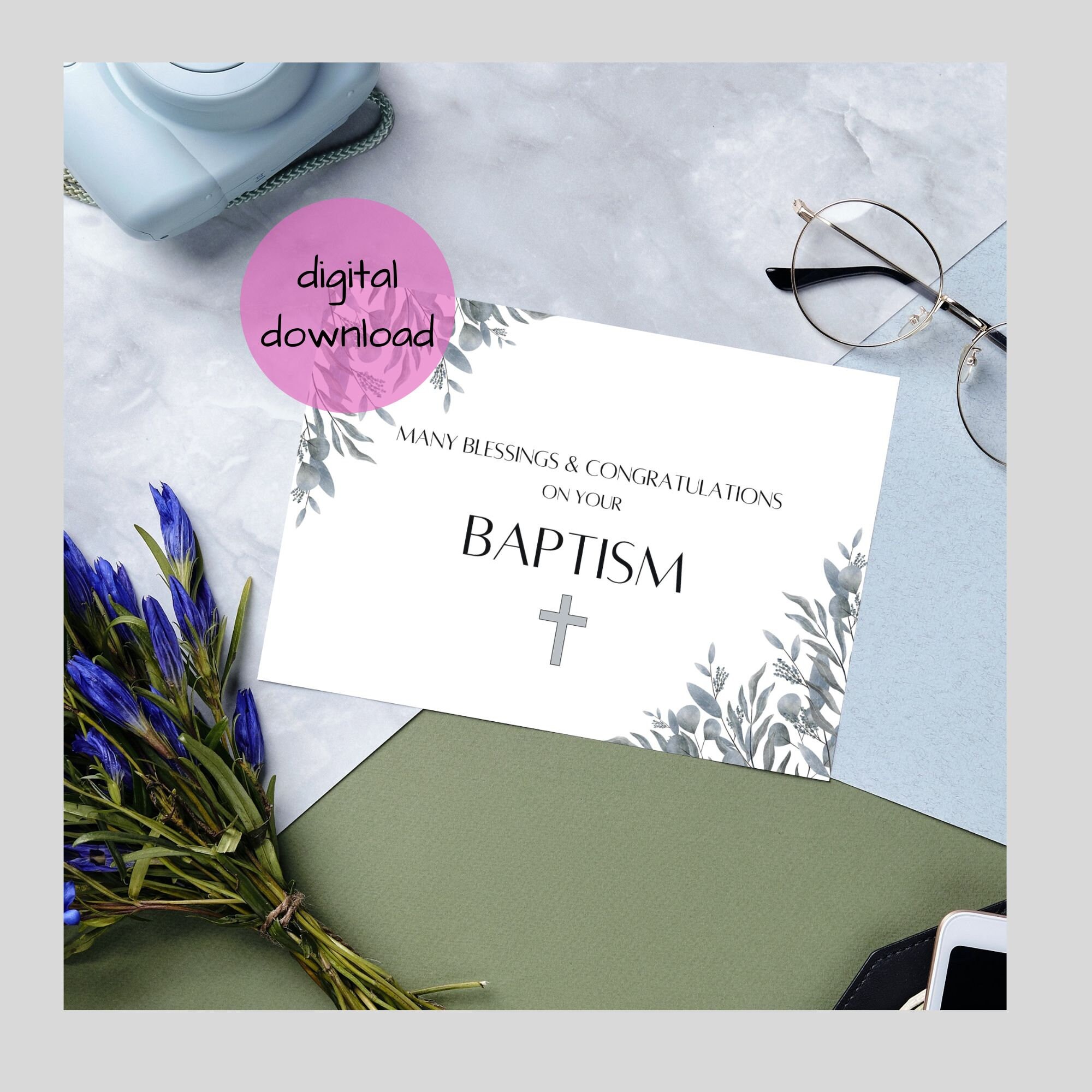 Baptism Printable Card, Instant Download . Christian Baptism Card ...