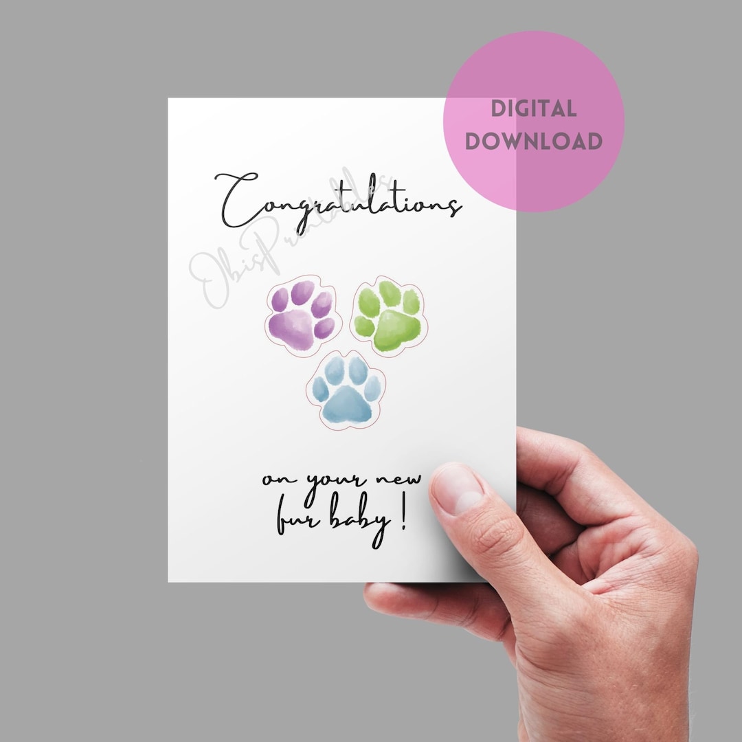 Cute New Puppy, Kitty Card, Cute New Pet Card, Congratulations on Your ...