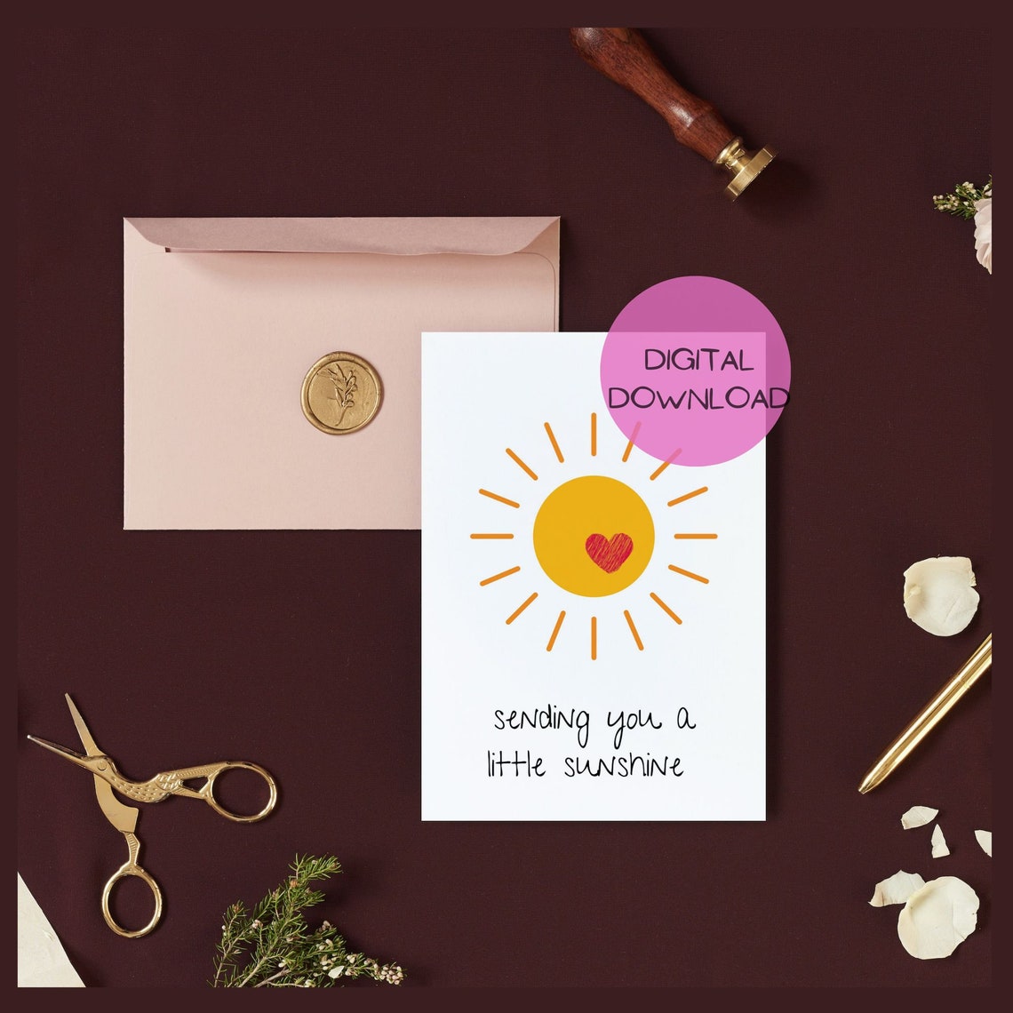 Sending You a Little Sunshine Card, Printable Greeting Card, Thinking ...
